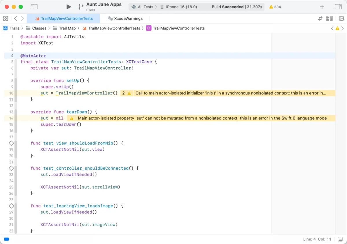 XCTest Meets @MainActor: How to Fix Strict Concurrency Warnings